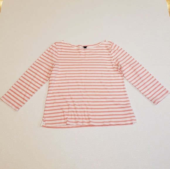 J. Crew | Tops | J Crew Relaxed Longsleeve Boatneck Tshirt In Stripe ...